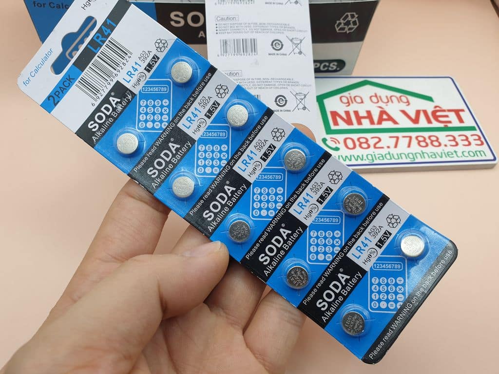 Vỉ 10 Pin cúc áo Alkaline AG3 - SR41 - LR41 - LR736 - Gia Dụng Nhà Việt