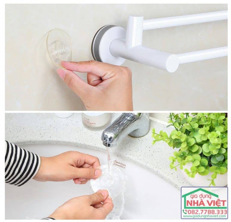 Giá treo khăn đôi hút chân không gắn tường Ecoco E1609 - Gia Dụng Nhà Việt