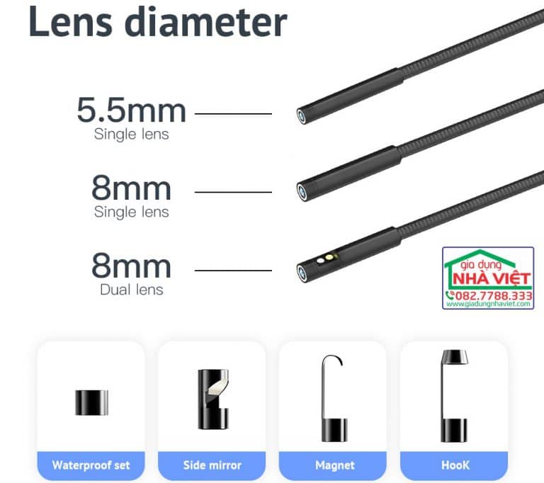 Camera nội soi công nghiệp 2 ống kính 8mm LCD IP67 inskam 112 - Gia ...