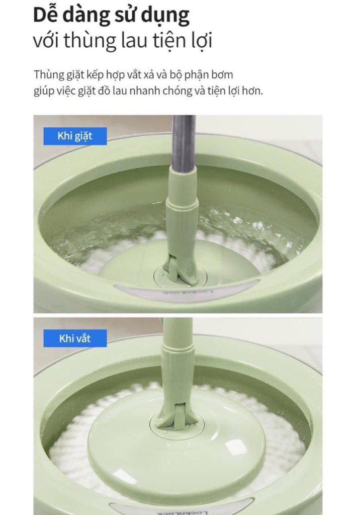Bộ cây lau nhà xoay tay mini spin mop LocknLock ETM498MIT - Gia Dụng ...